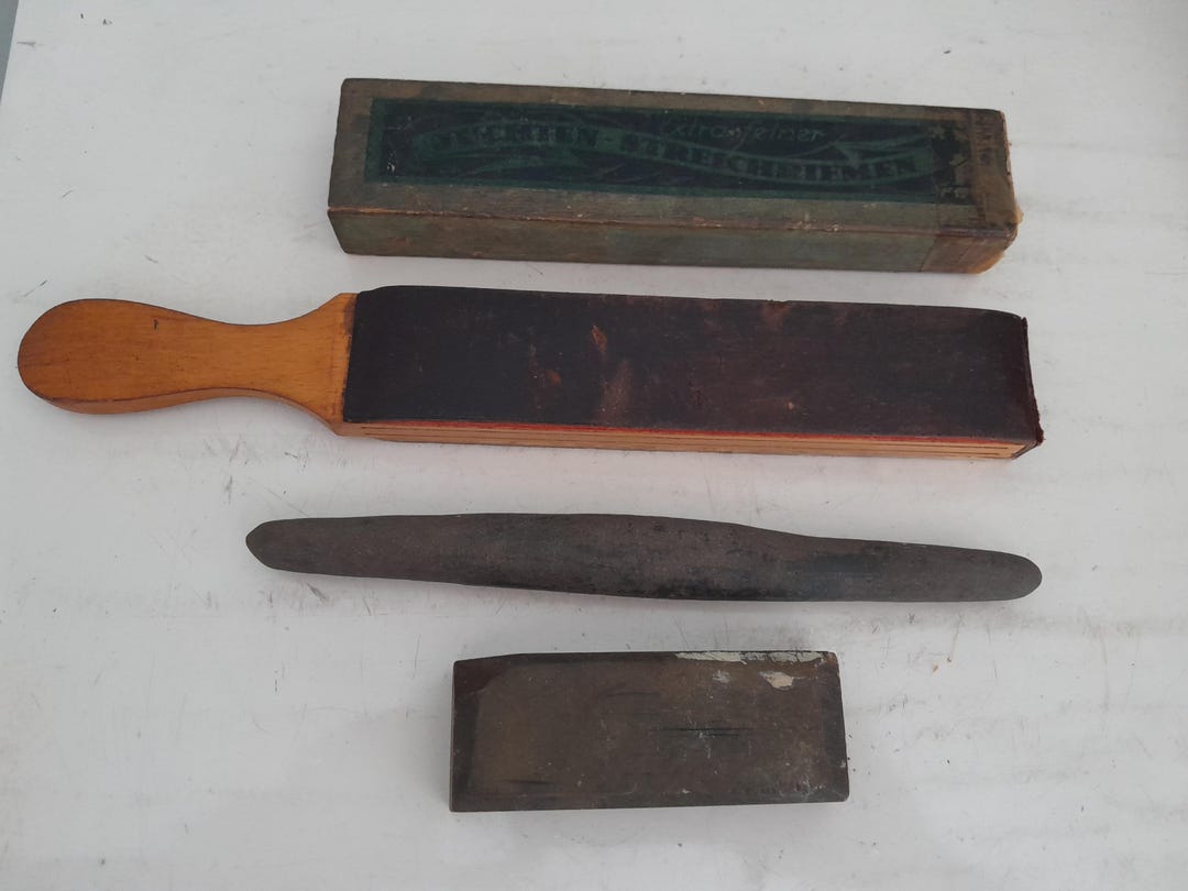 Vintage Straight Razor Sharpener and 2 Sharpening Stones - Whetstones ...