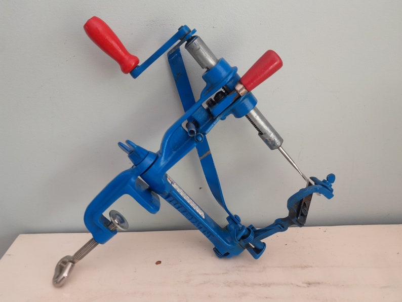 Antique Cast Iron, Blue, Hand Crank Fruit, Potato Peeler, Corer, 1950's ...