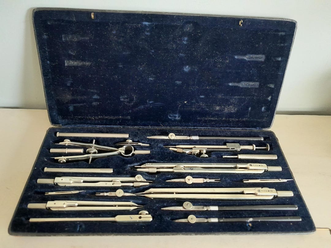 Vintage EO Richter & Co Präcision Compasses Compass Set Germany Drawing ...