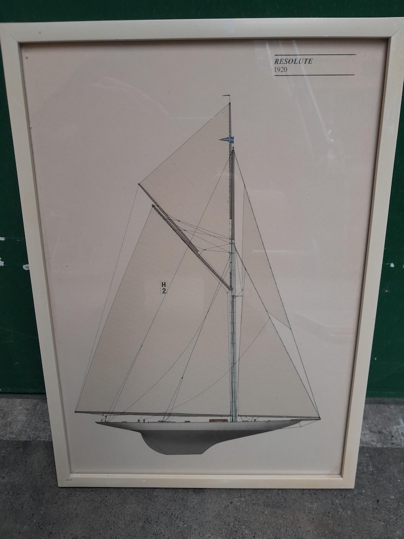 Vintage America's Cup Yacht Resolute 1920 Sailboat Lithograph Print ...