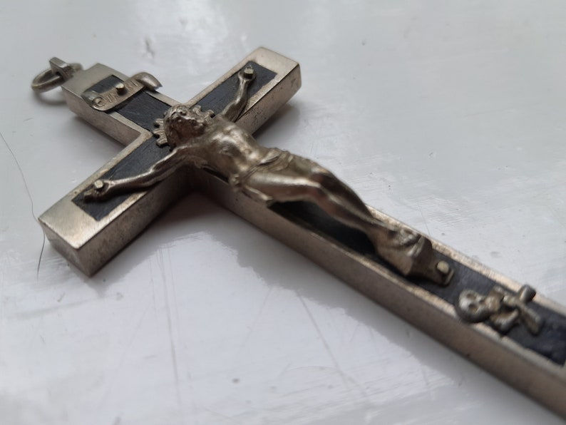 Antique Pectoral Cross Crucifix Ebony Wood Inlay - Skull With ...