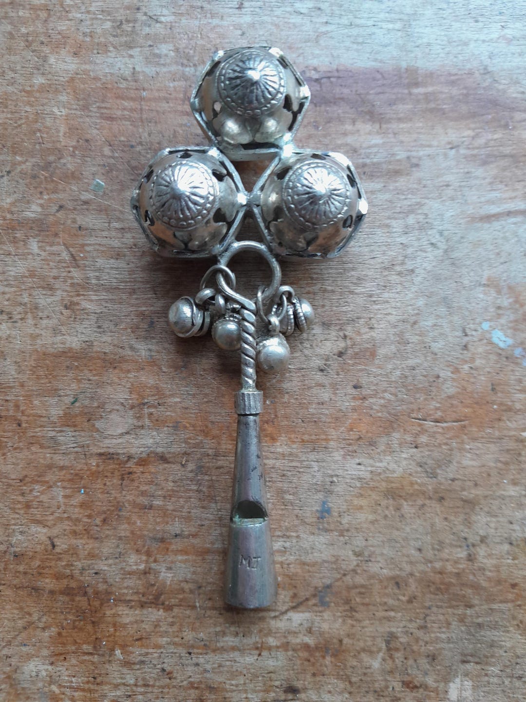 Small Silver Rattle With Whistle - Etsy