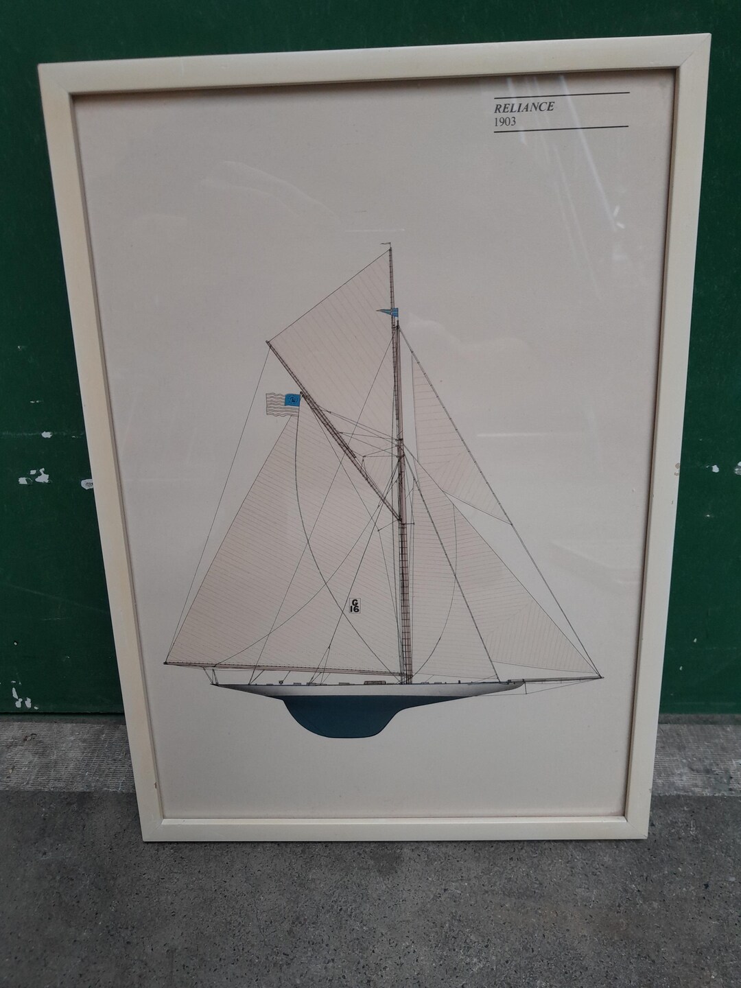 Vintage America's Cup Yacht Reliance 1903 Sailing Boat Lithograph Print ...