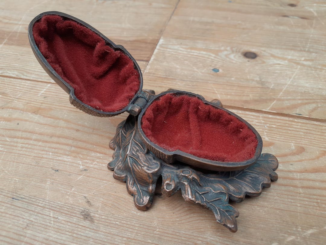 Vintage Brass Acorn Nut Oak Leaves Lidded Trinket Jewelry Box - Etsy