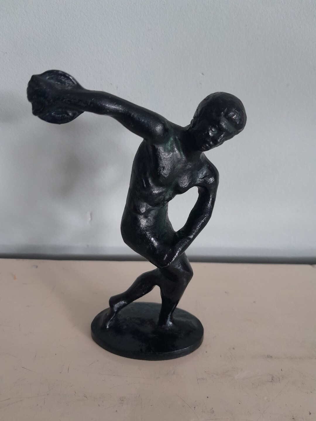 Vintage Statue of Discus Thrower Bronze - Etsy