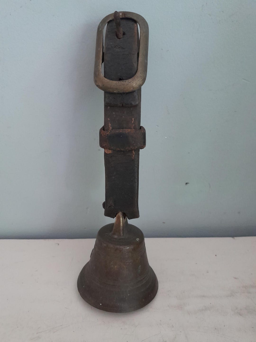 Antique Goat Bell With Original Leather Collar - Animal Bell ...