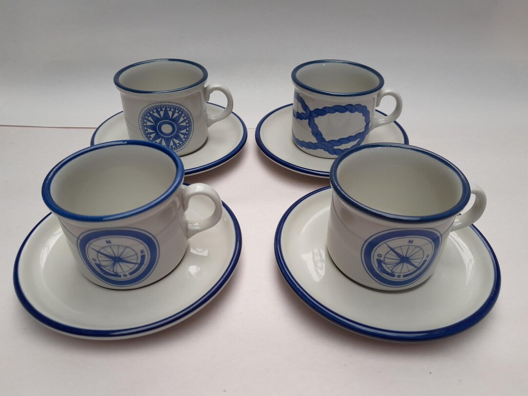 Vintage Italian Espresso Cups Nautical Cipa Porcelain Set of 4 - Etsy