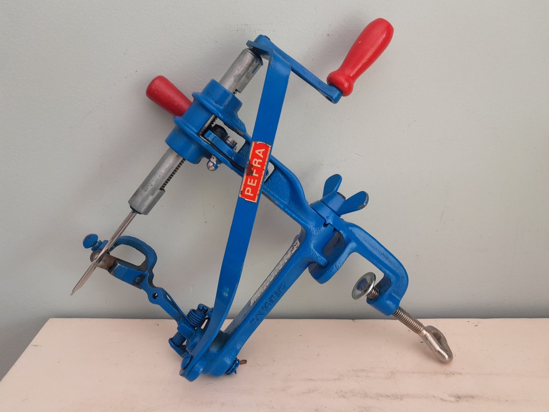 Antique Cast Iron, Blue, Hand Crank Fruit, Potato Peeler, Corer, 1950's ...