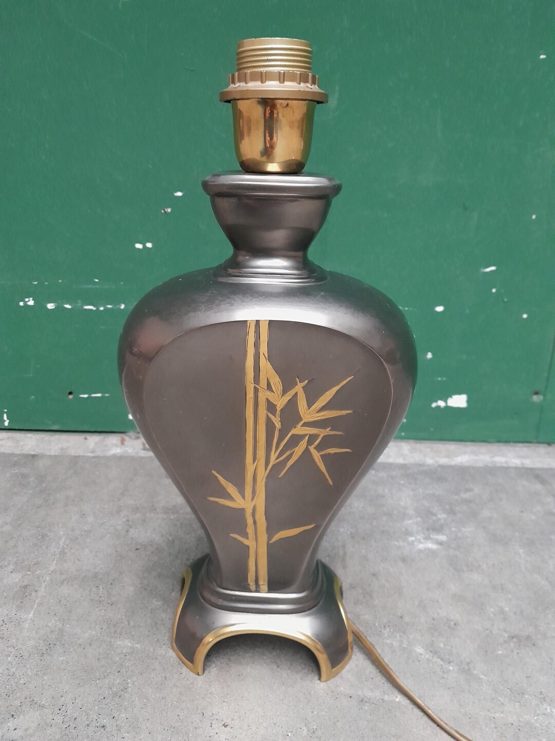 Vintage Asian Brass Table Lamp With Bamboo Decoration - Lamp Base - Etsy