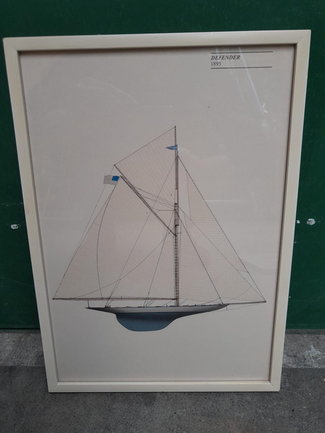 Vintage America's Cup Yacht Defender 1895 Sailing Boat Lithograph Print ...