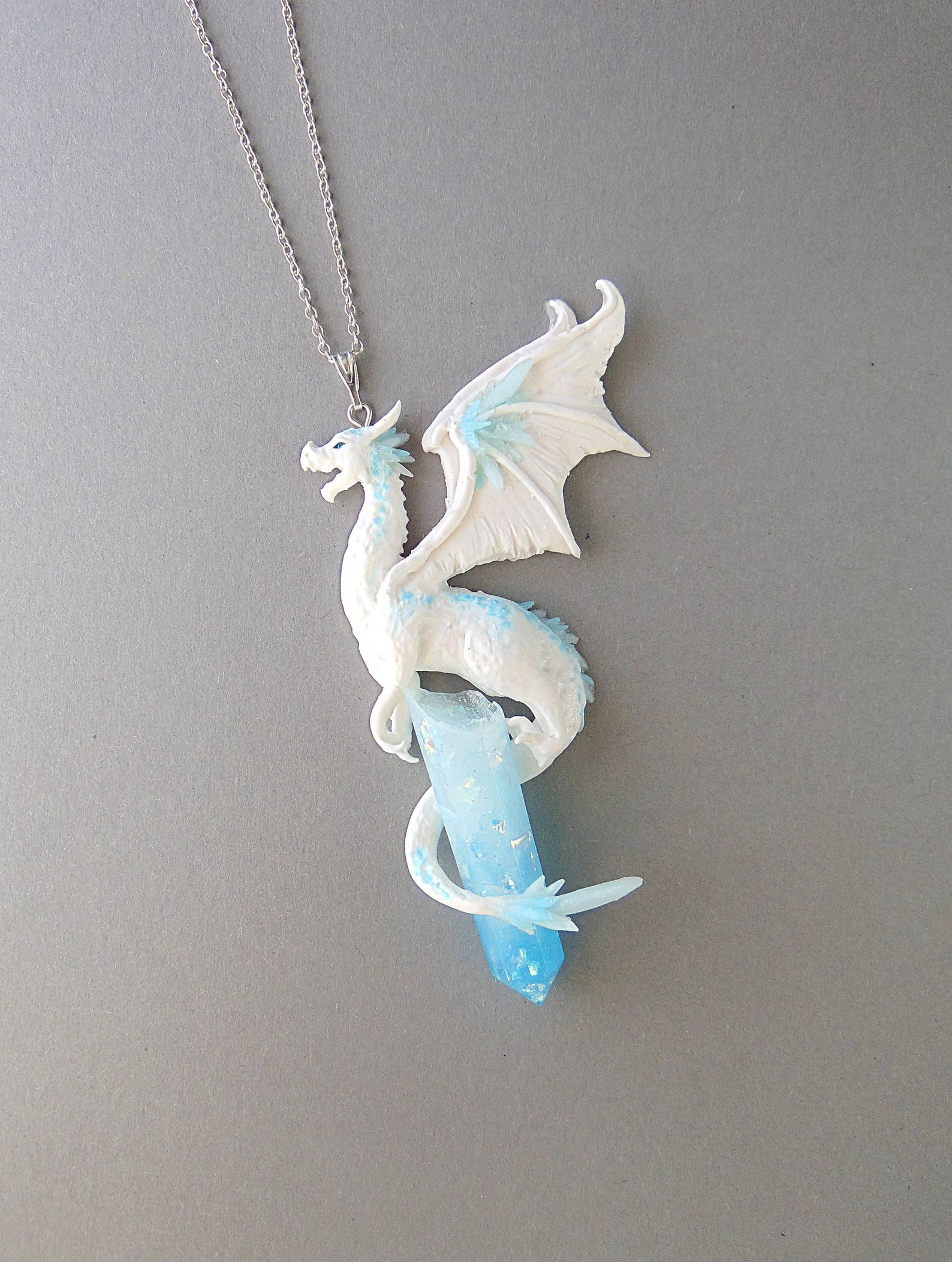 Ice Dragon Necklace Polymer Clay Jewelry Dragon Jewelry - Etsy Australia