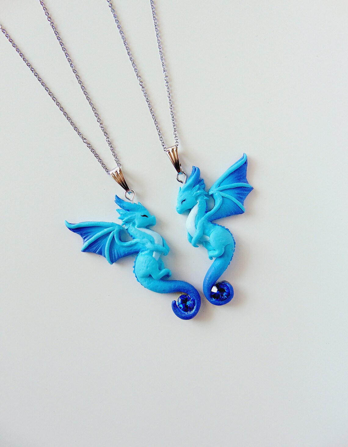 Blue Dragon Friendship Necklace Set Handmade Fantasy | Etsy