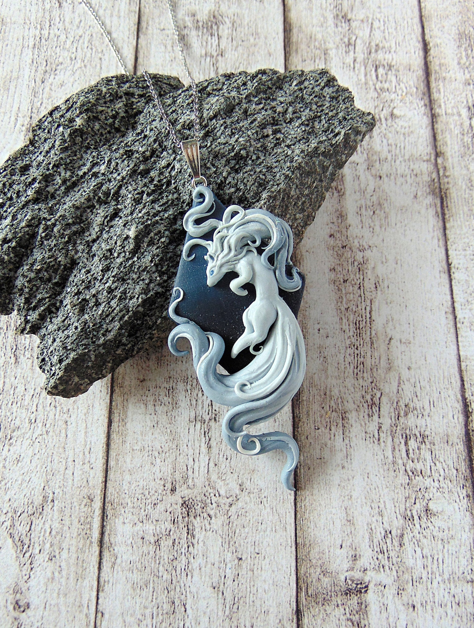 Luft Element Fuchs Halskette - Fimo Fantasy Schmuck - Einzigartiger ...