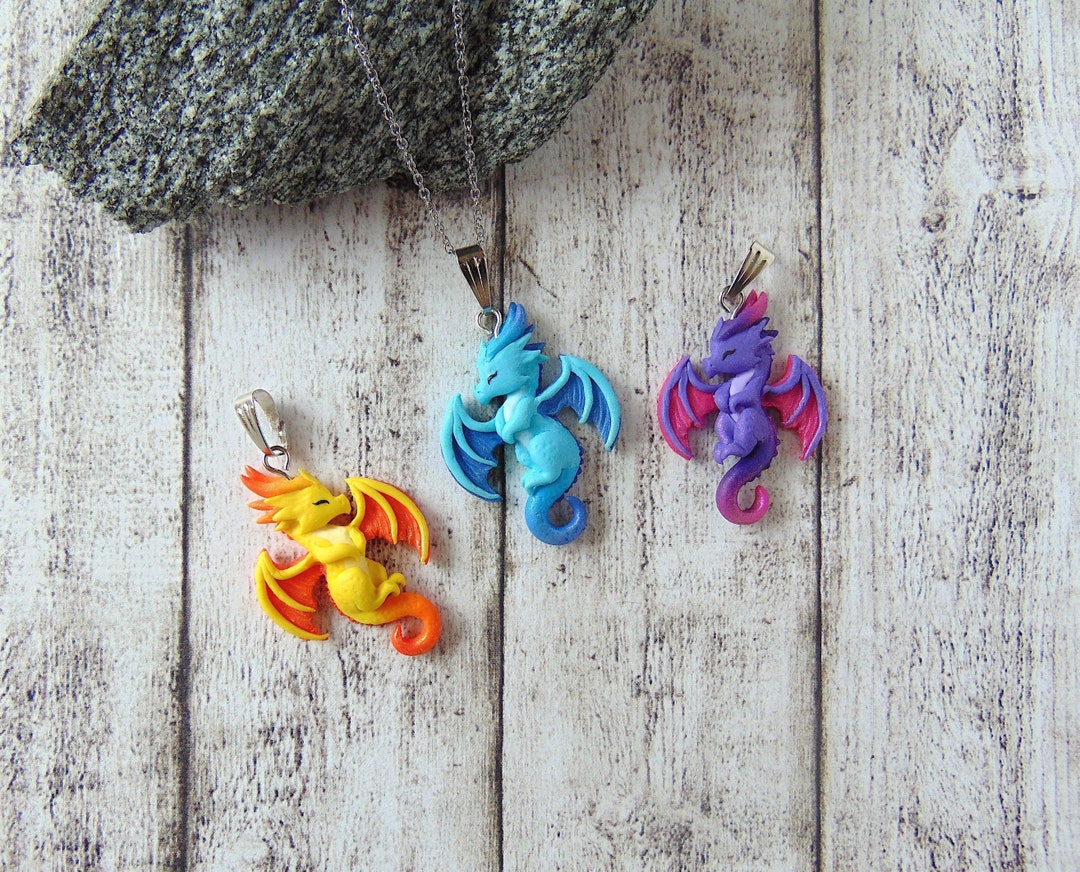 Small Dragon Necklace or Charm - Handmade Fantasy Jewelry - Etsy