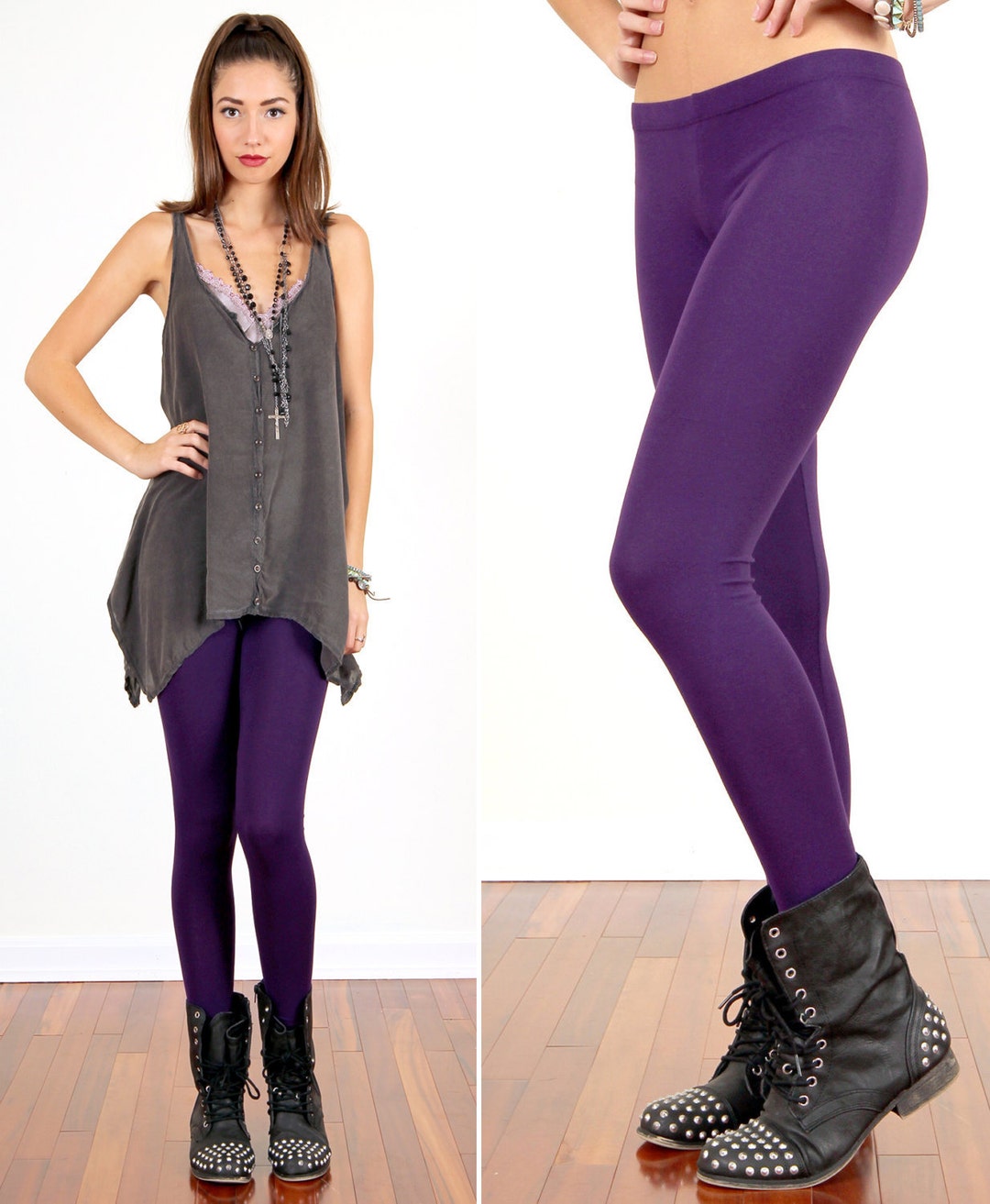 Dark Eggplant Purple Leggings Size Small - Etsy