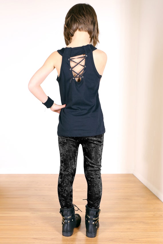 Sale Punk Rock Kids' Cut Out Lace up Tank Top | Etsy
