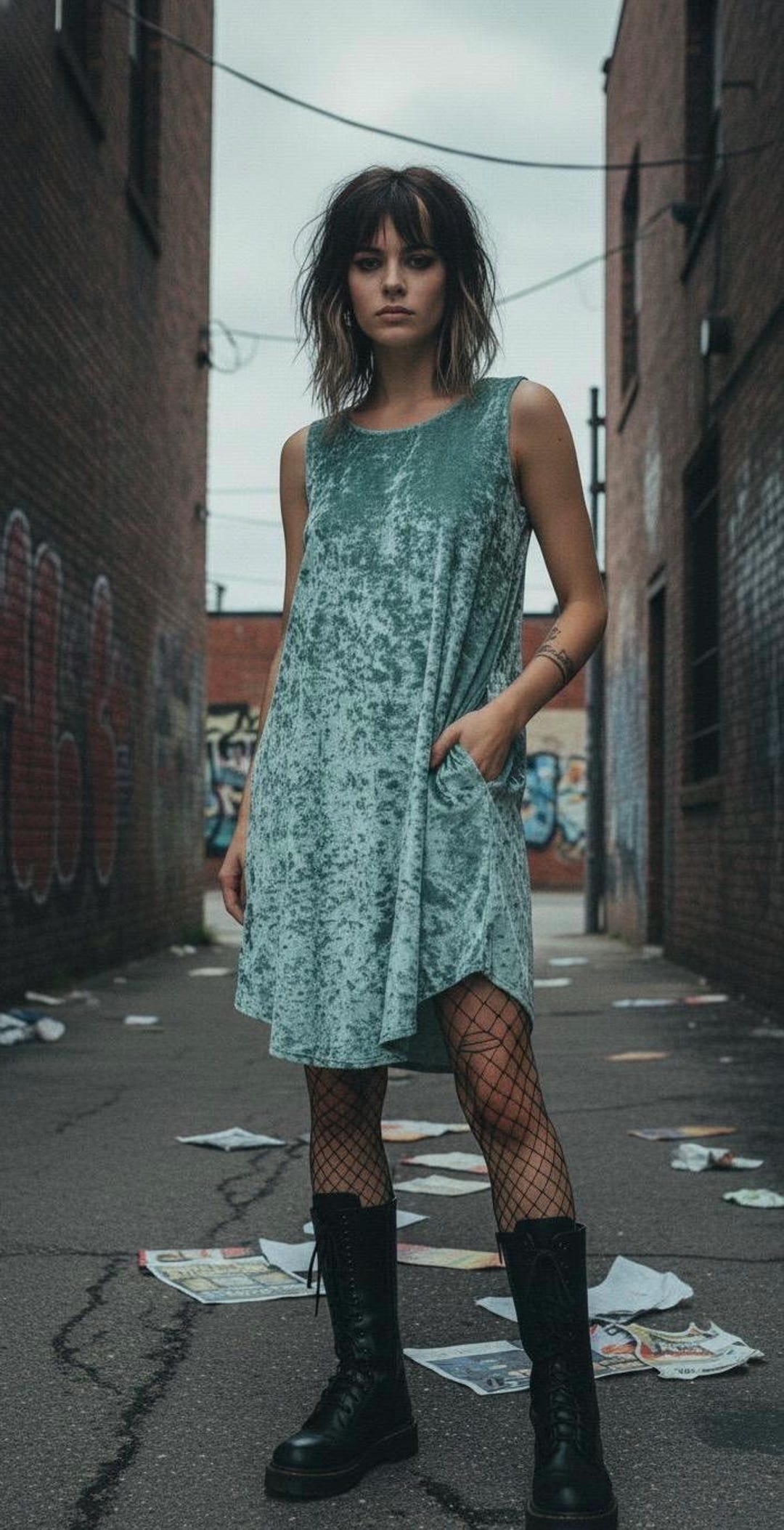 Green Velvet Viven Shift Dress - Etsy