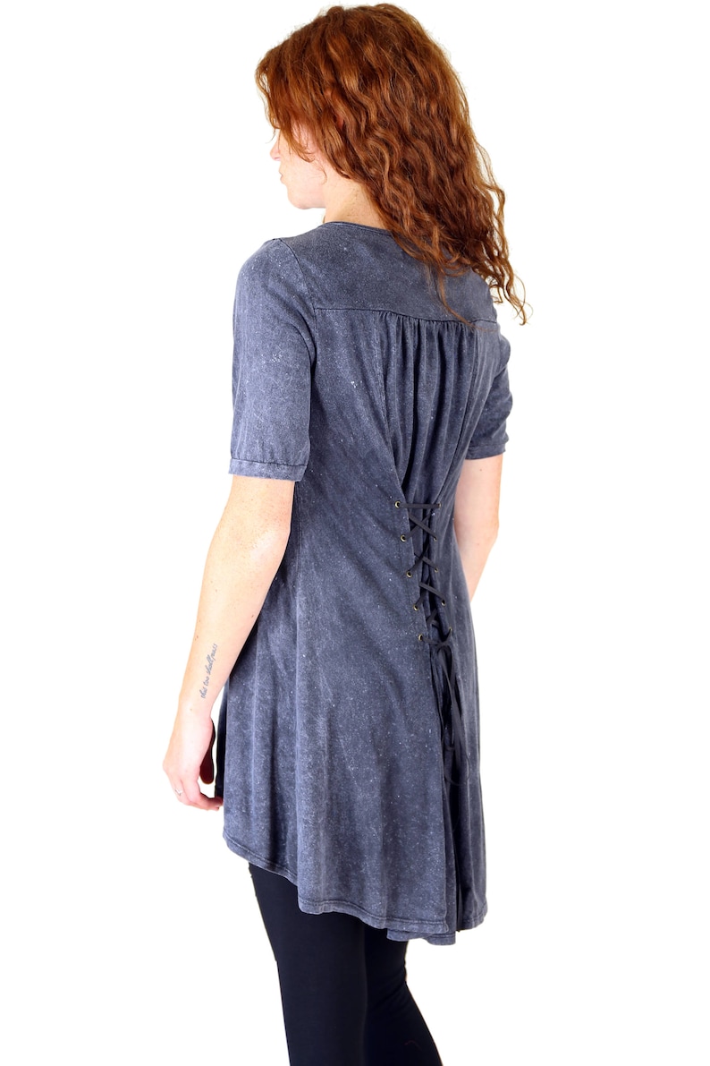 Corset Back Cotton Jersey Tunic, Vintage Charcoal - Etsy