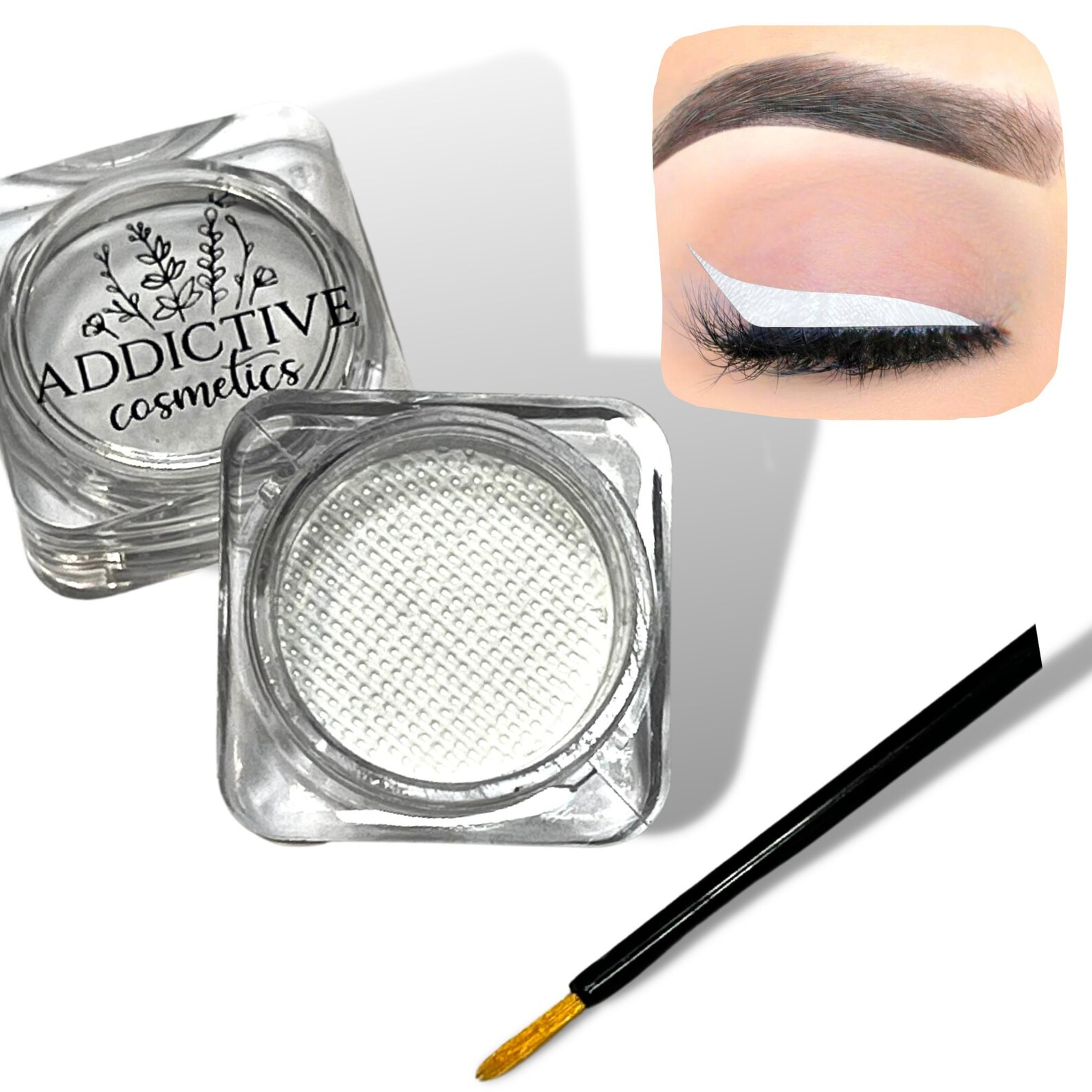 MATTE WHITE Cake Eyeliner With Applicator Brush- Water Activated ...