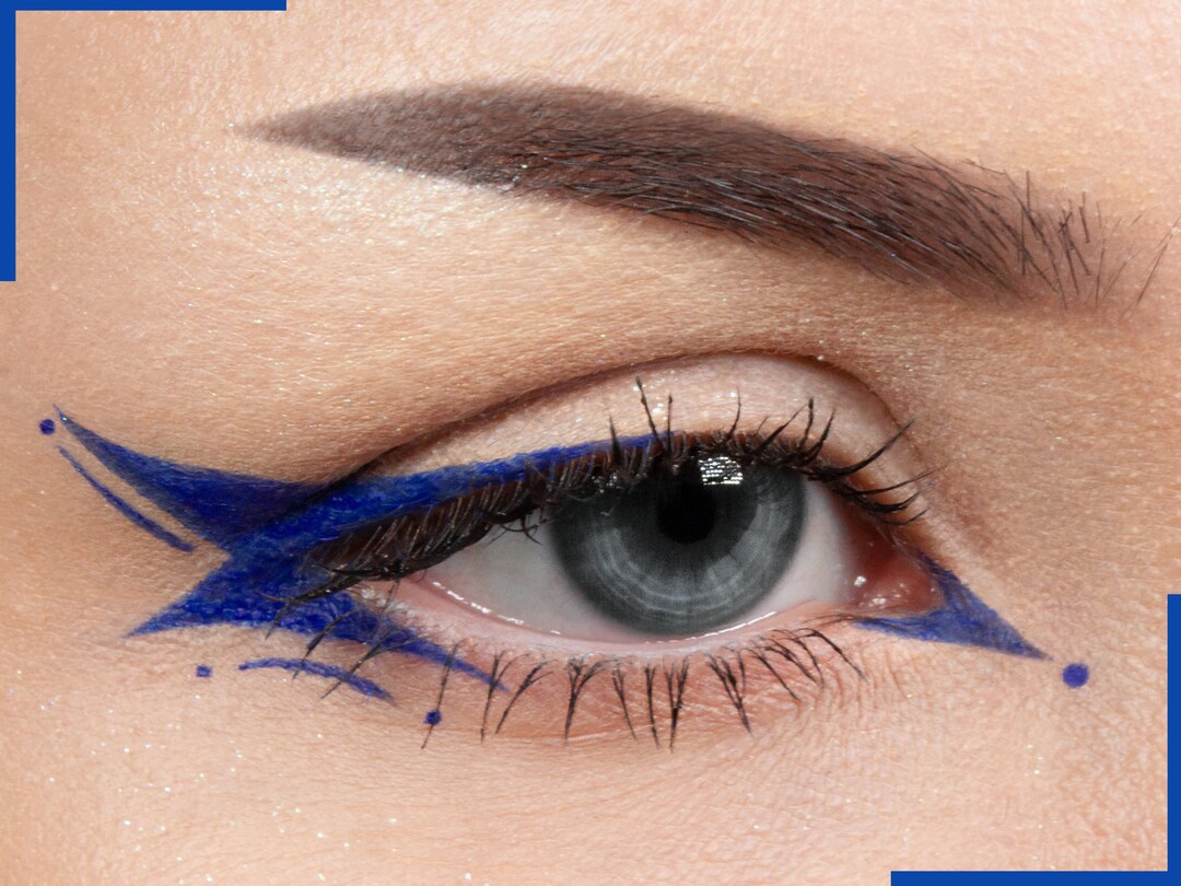 MATTE BLUE Cake Eyeliner With Applicator Brush- Water Activated ...