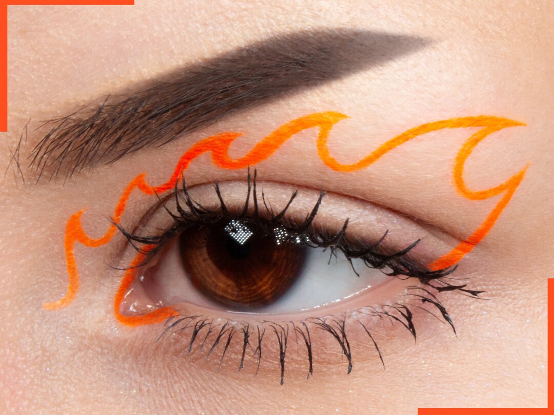 BRIGHT ORANGE Matte Cake Eyeliner With Applicator Brush- Water ...