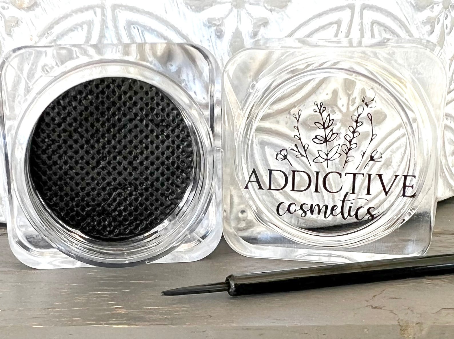 MATTE BLACK Cake Eyeliner With Applicator Brush- Water Activated ...