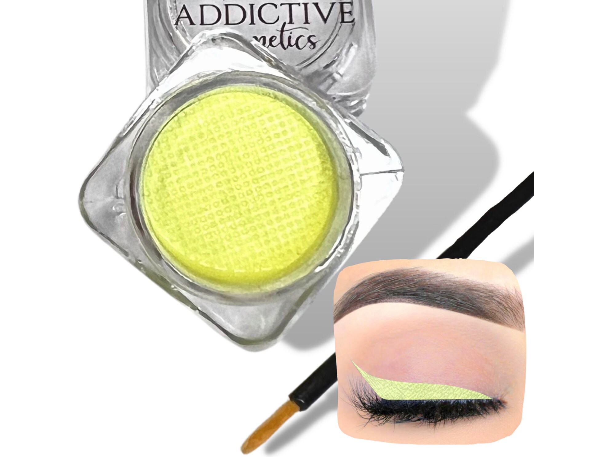 SOFT YELLOW Matte Cake Eyeliner With Applicator Brush- Water Activated ...