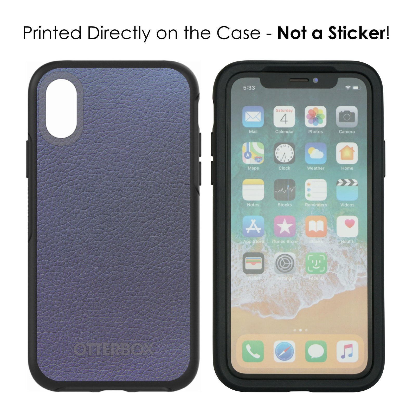 Otterbox Symmetry - Dark Gray Faux Leather Print Design - Apple iPhone ...
