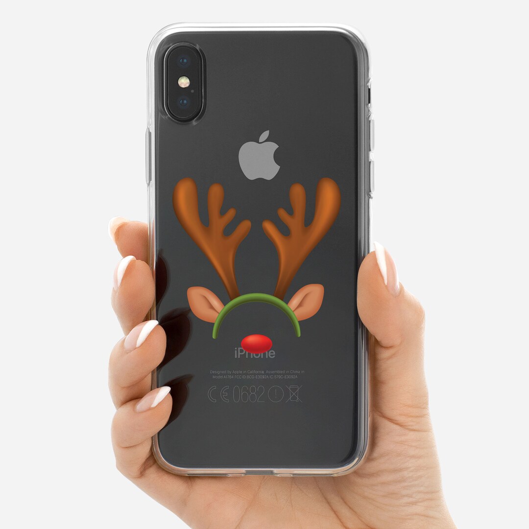 Rudolph Reindeer Face Christmas - Clear Hybrid Shock Proof Case for ...