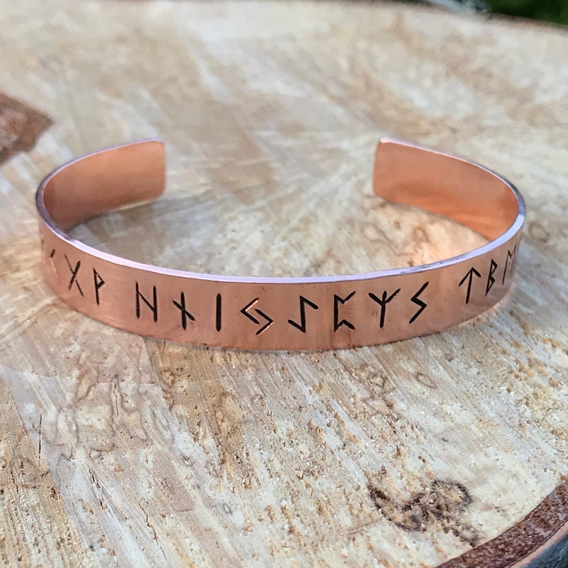 Runes Copper Bracelet - Etsy UK