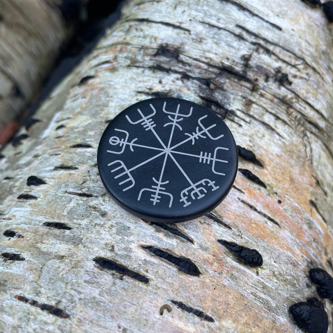 Viking Slate Rune Token, Palm Stone, Vegvisir, Personalised, Be Safe ...