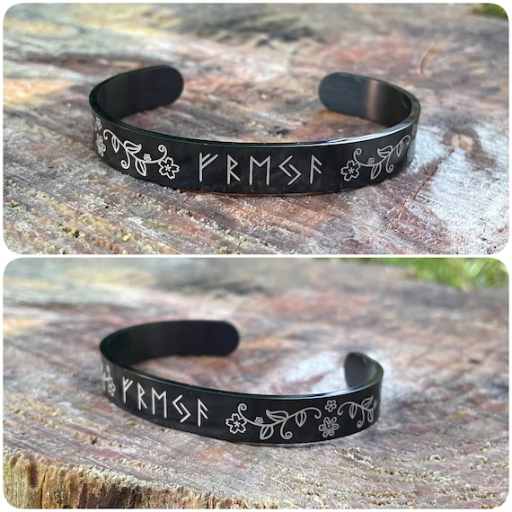 Viking Runic Freya Freja Black Stainless Steel Cuff the - Etsy