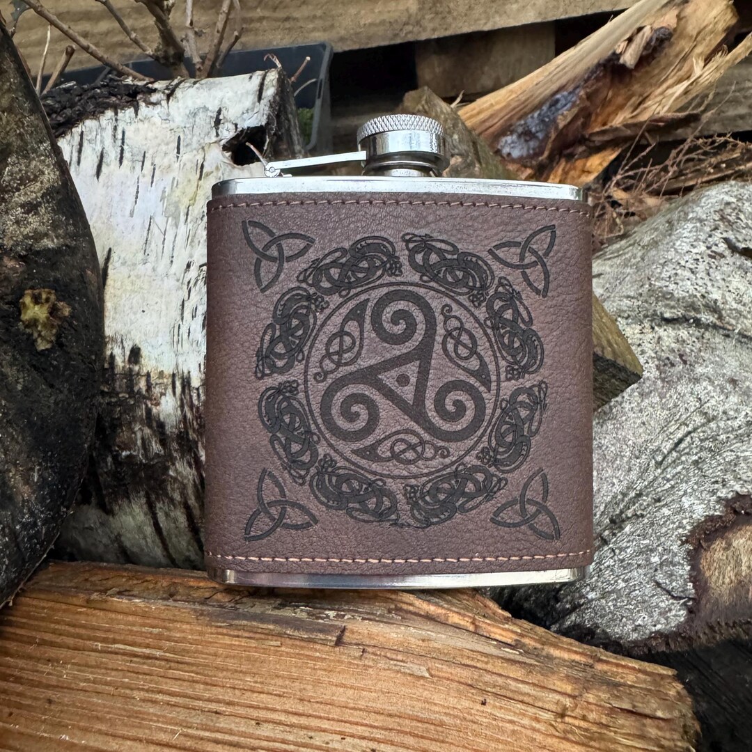 Celtic Triskelion Hip Flask, Norse Dragon Design, 6oz - Etsy Australia