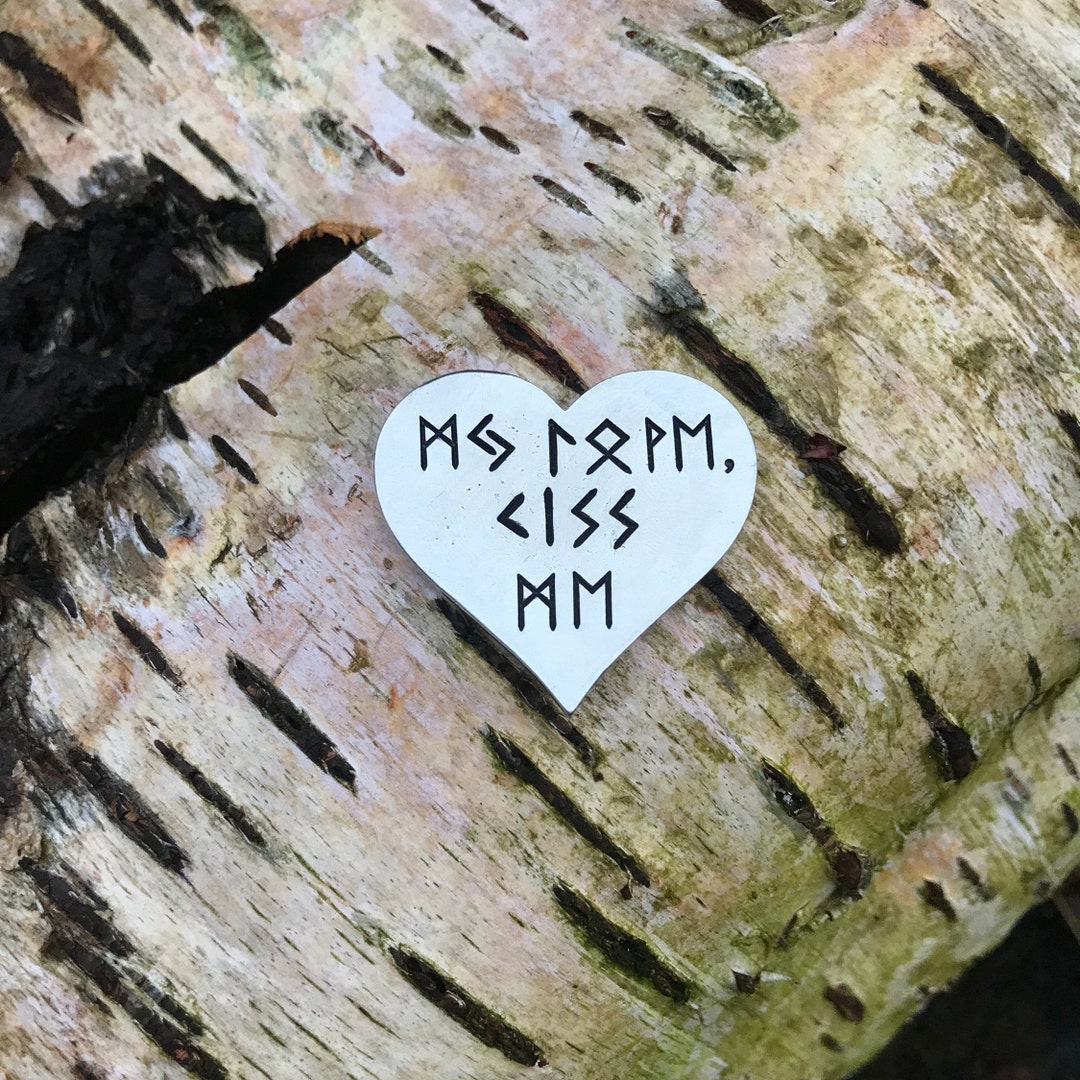 Viking Rune Hand Stamped Heart Pewter Pocket Token, Keepsake ...