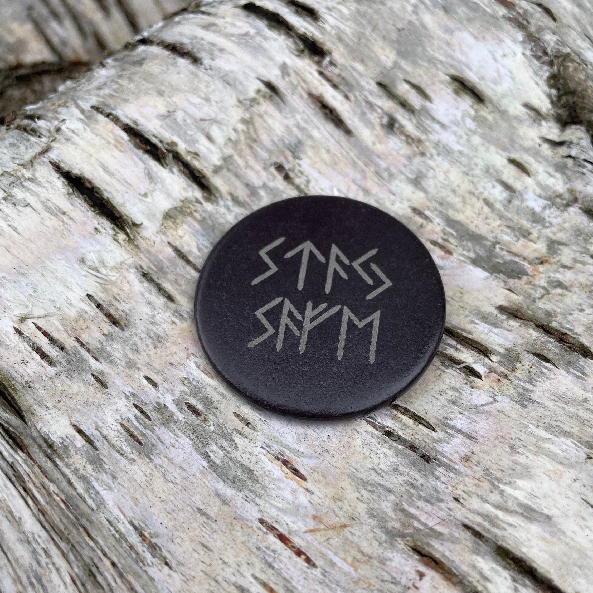 Viking Rune Token, Palm Stone, Protection, Algiz, Personalised, Be Safe ...