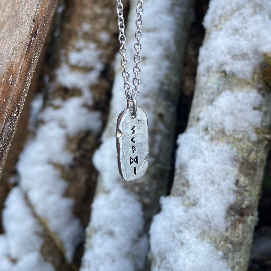 Skadi Viking Hand Stamped Pewter Pendant, Rune, Norse, Jewellery Elder ...