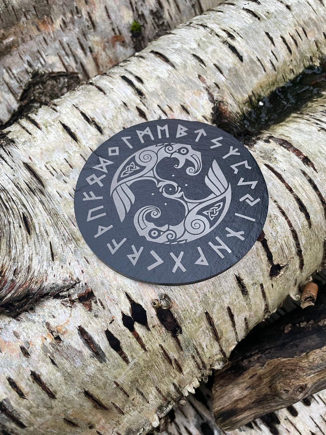 Viking Slate Coaster, Ravens, Hugin, Huginn, Munin, Muninn, Spirit ...