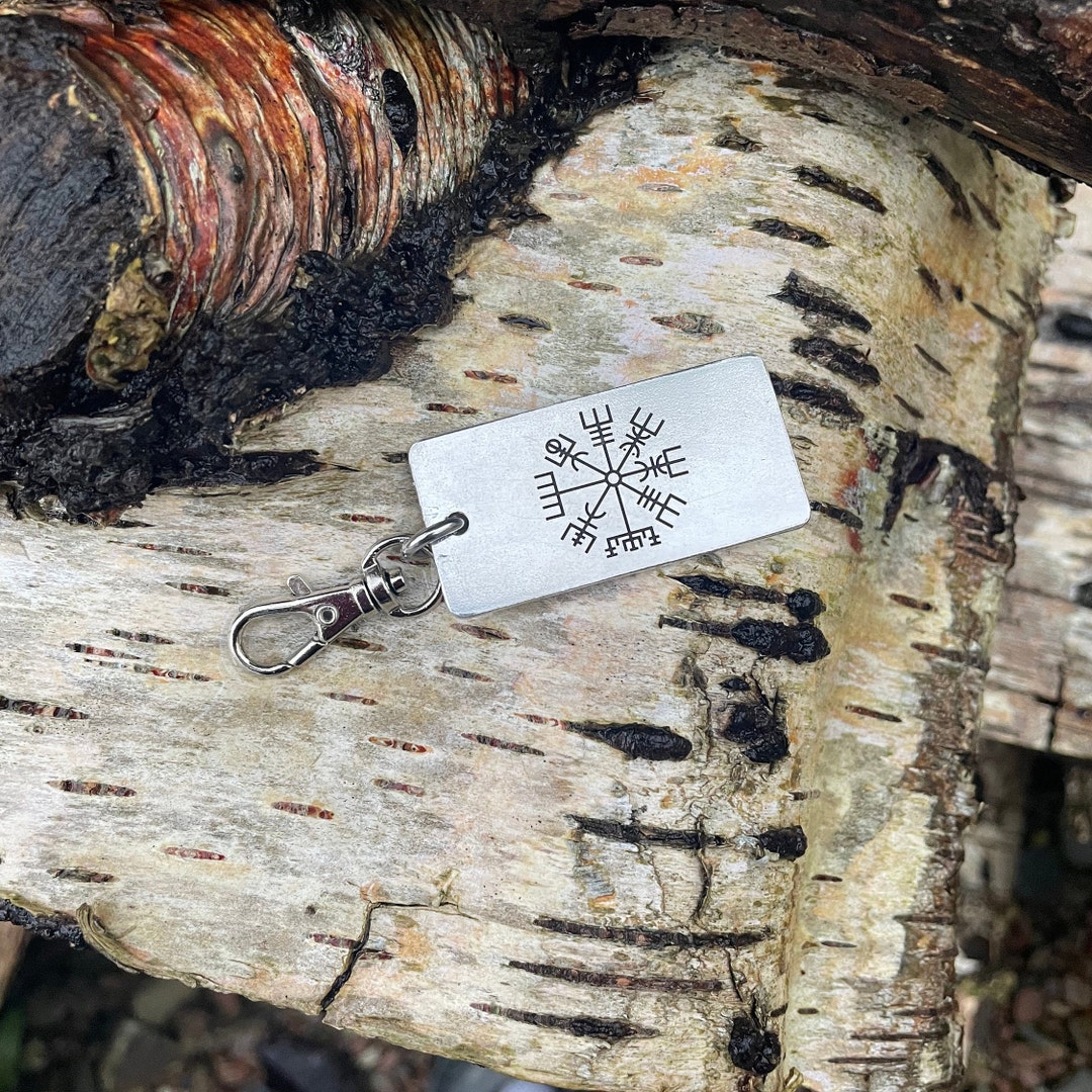 Aluminium Viking Runic Keychain, Vegvisir, Your Text, Your Message ...
