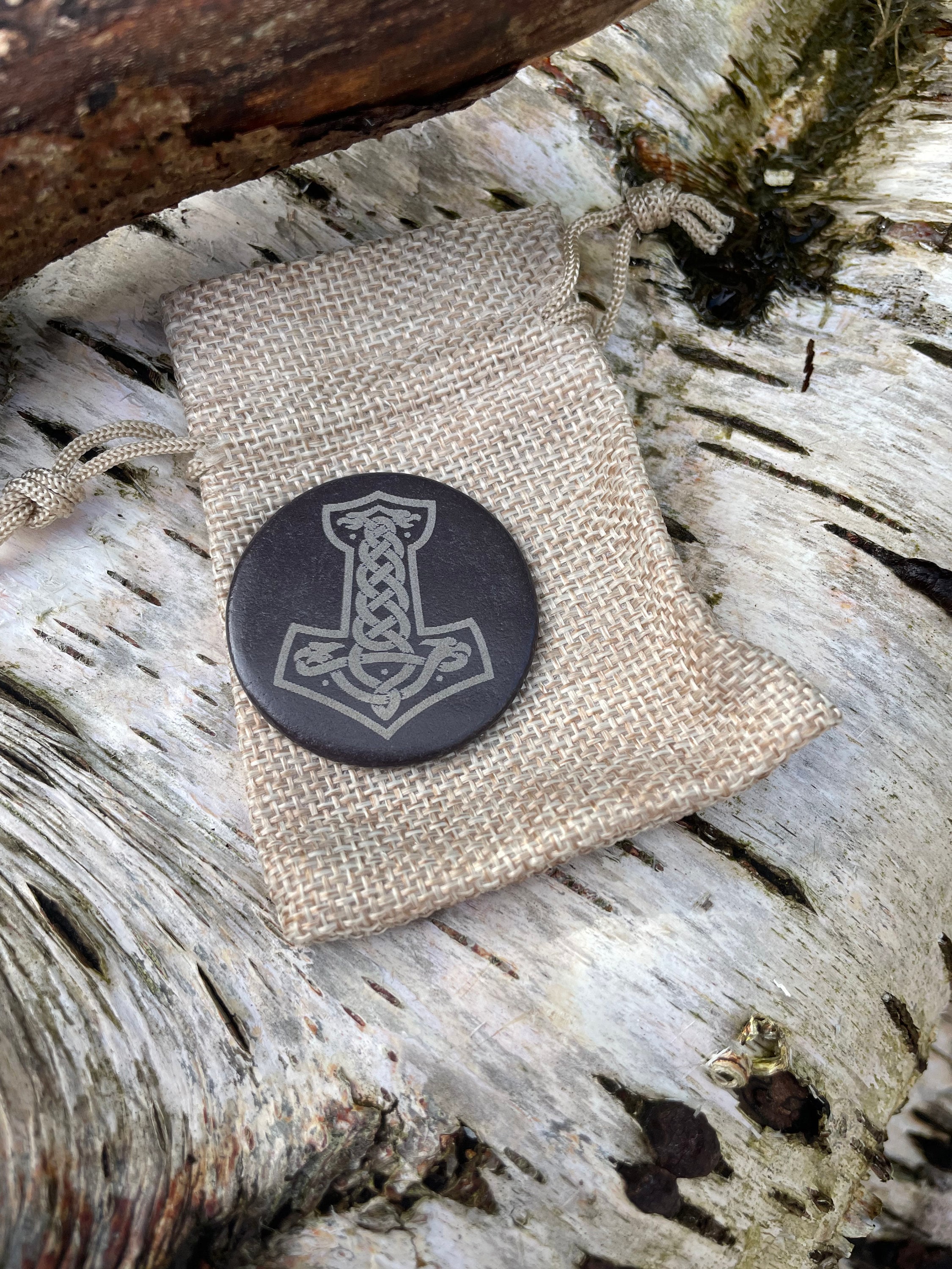 Viking slate Rune token palm stone personalised be safe | Etsy