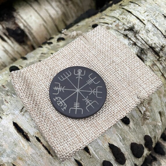 Viking Slate Rune Token Palm Stone Vegvisir Personalised - Etsy