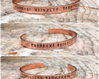 Viking Runic Elder Futhark Hand Stamped Cuff With You | Etsy UK