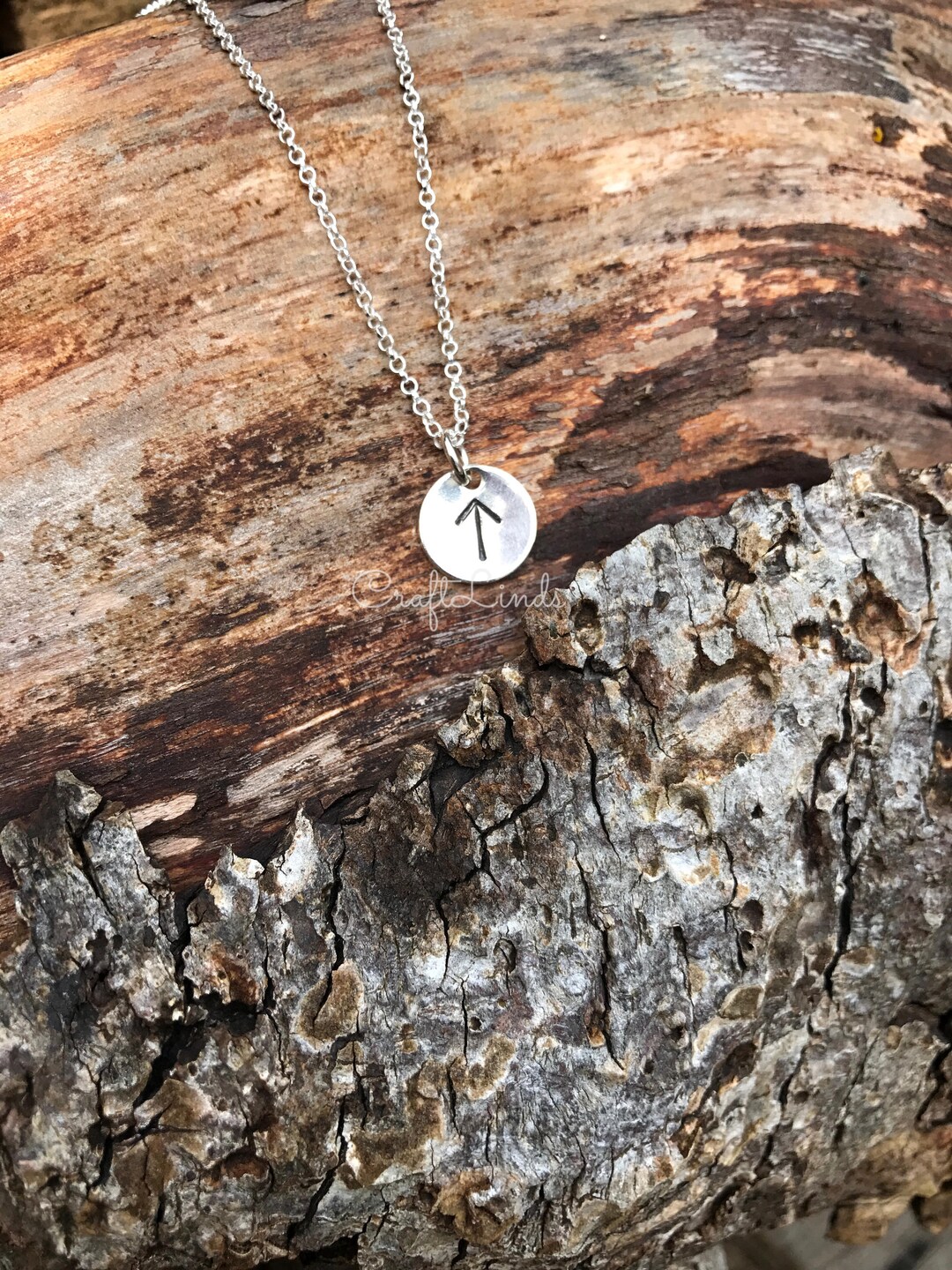 Viking Hand Stamped Sterling Silver Rune Dainty Necklace, Pendant ...