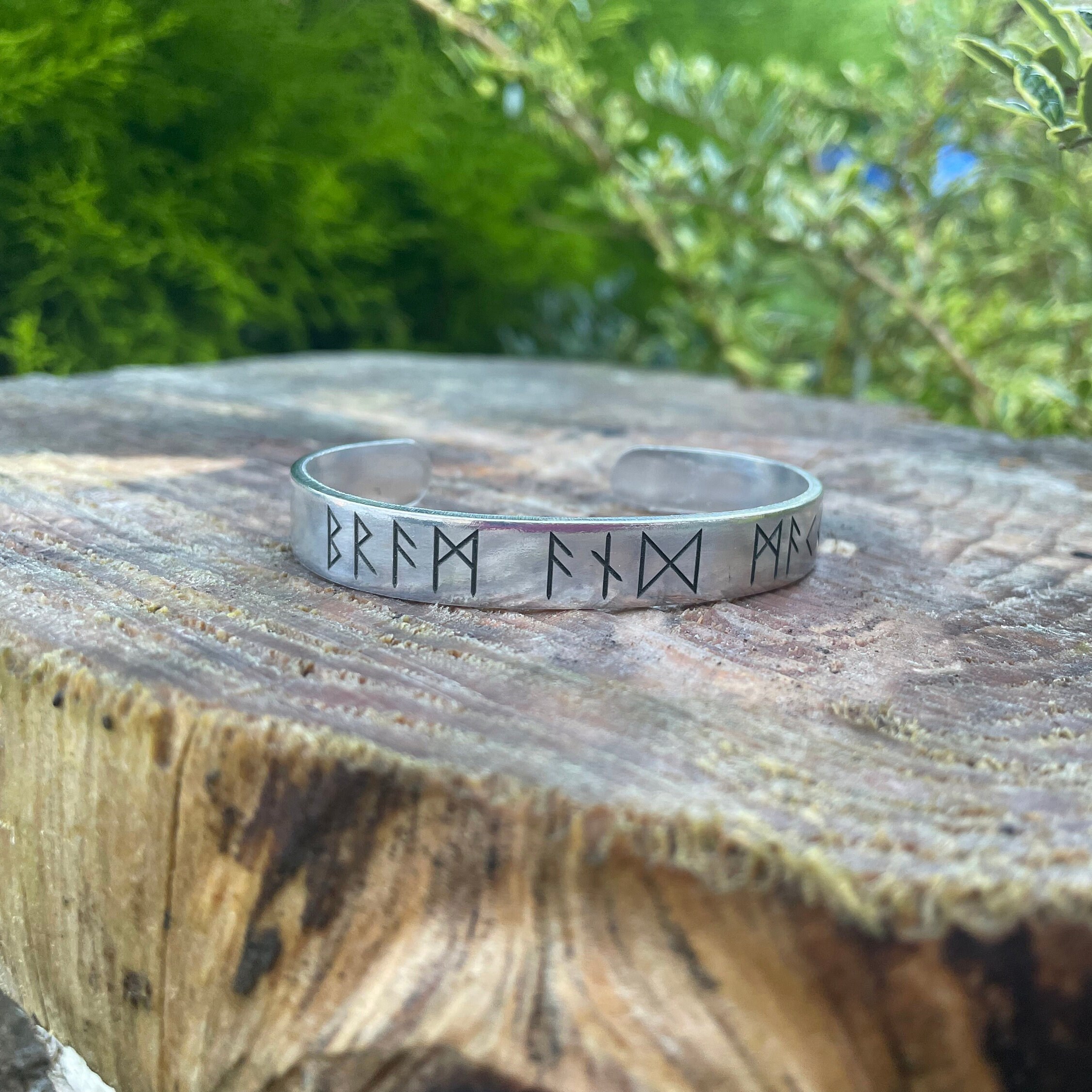 Viking Runic Elder Futhark Hand Stamped Cuff With You - Etsy UK