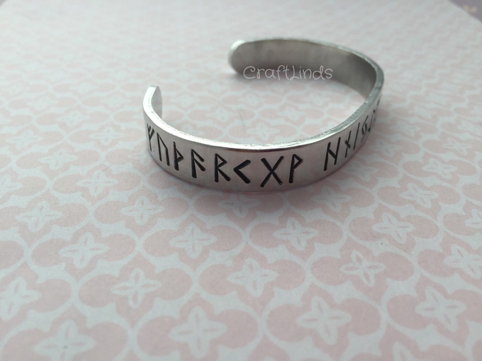 Viking Runic Hand Stamped Cuff the Elder Futhark Earth - Etsy