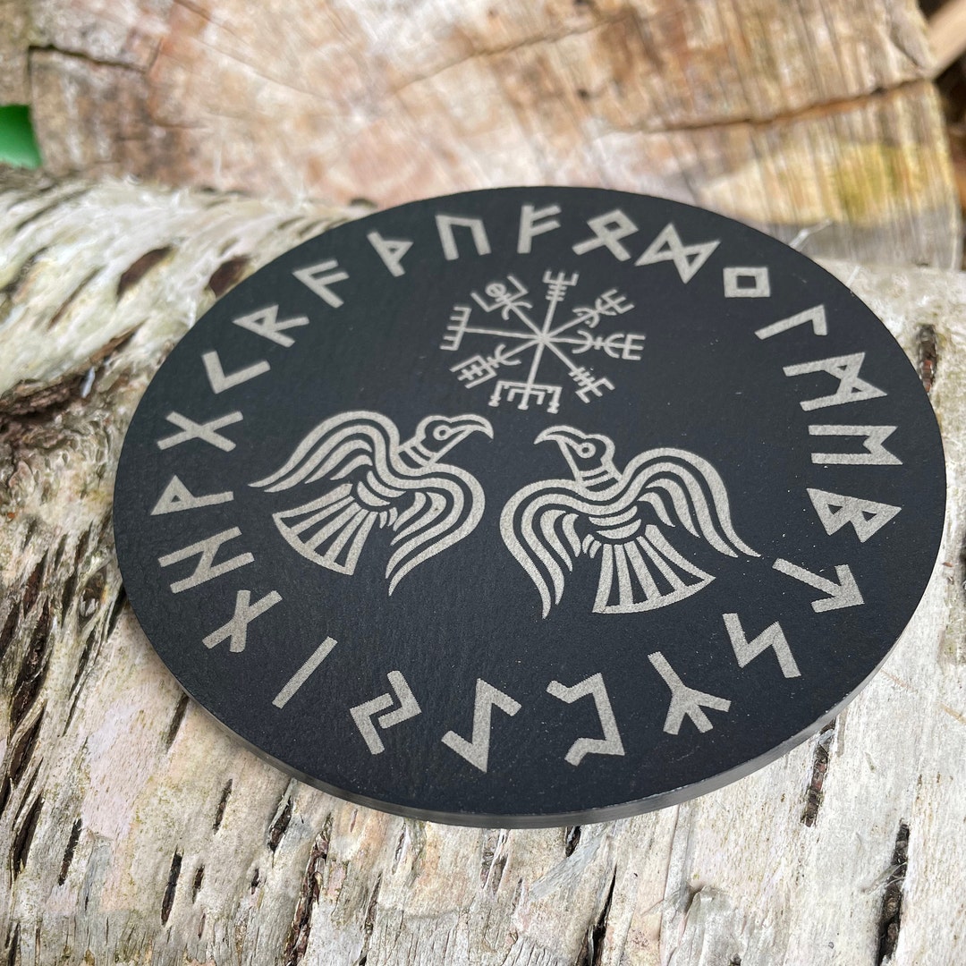 Viking slate coaster, Hugin, Huginn, Munin, Muninn, odin, mead ...