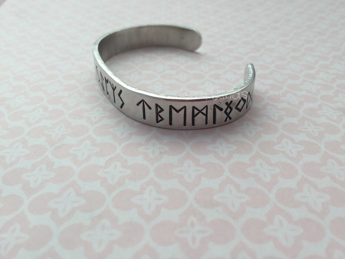 Viking Runic Hand Stamped Cuff the Elder Futhark Earth - Etsy