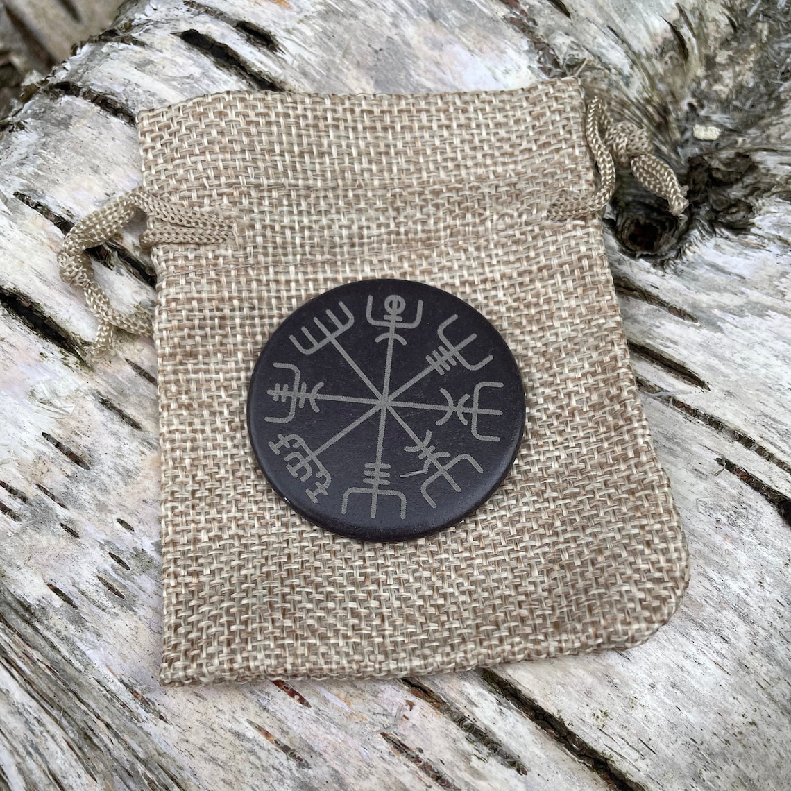 Viking slate Rune token palm stone vegvisir personalised | Etsy