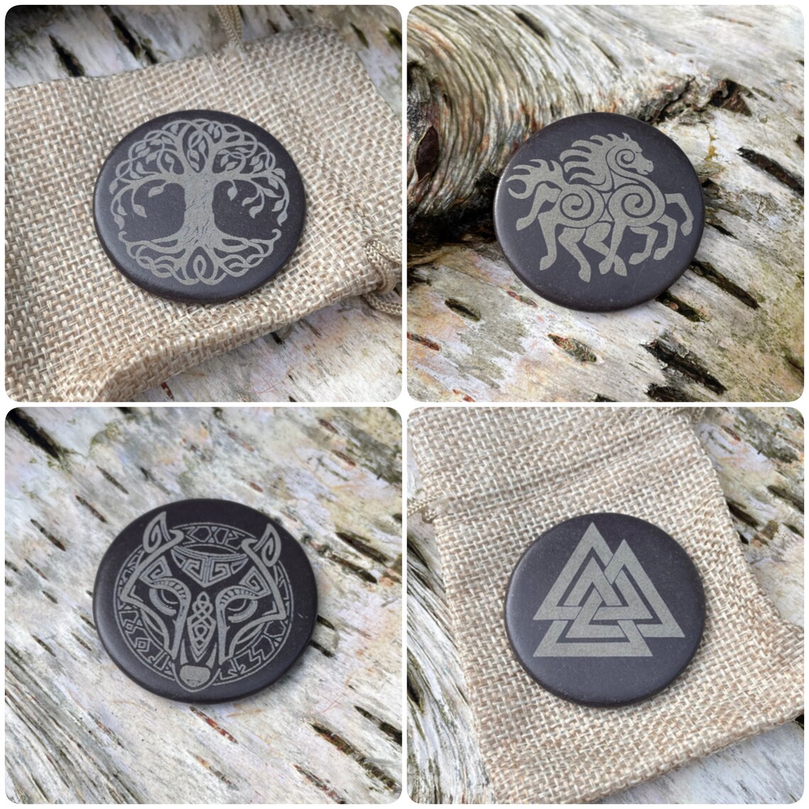 Viking slate Rune token palm stone personalised be safe | Etsy