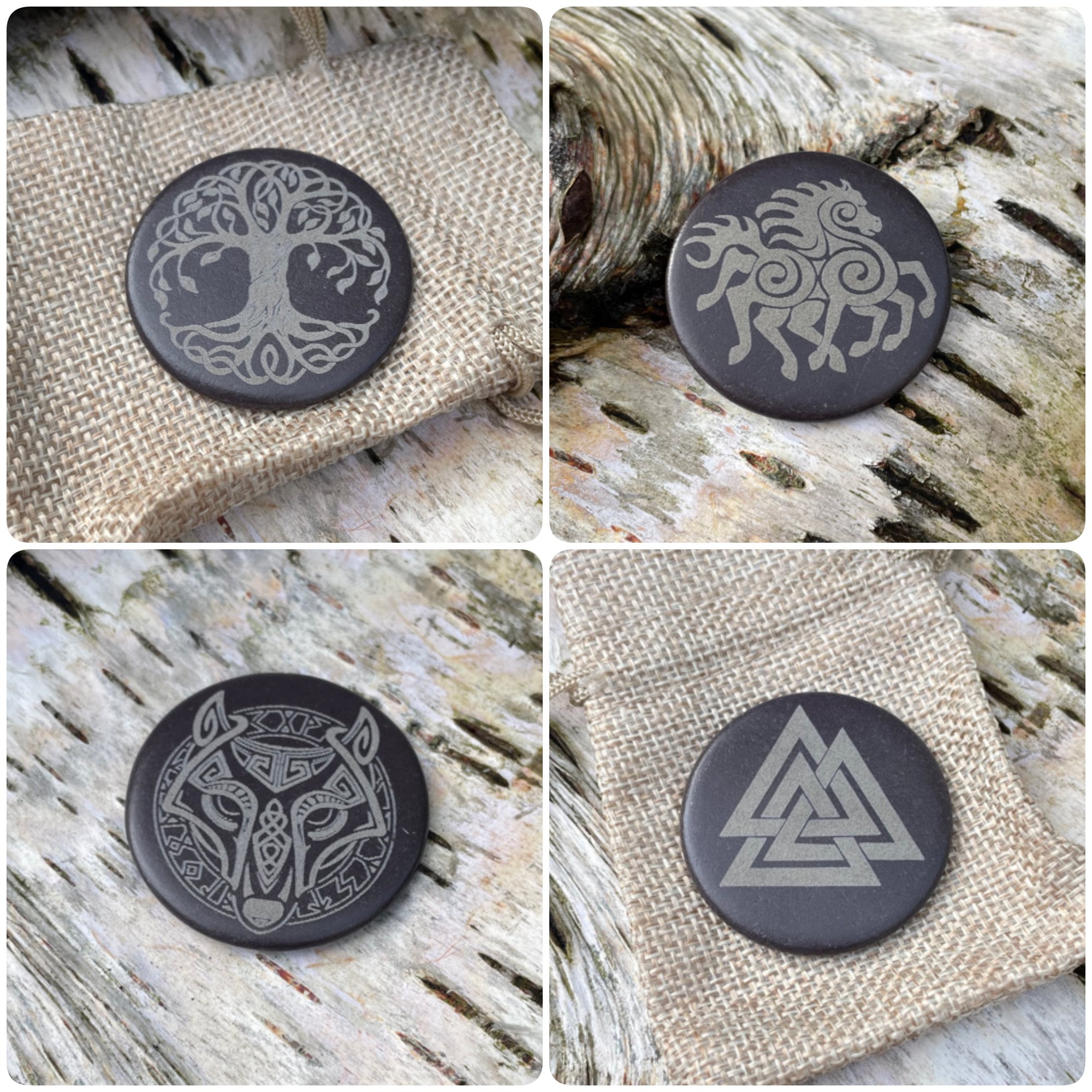 Viking slate Rune token palm stone personalised be safe | Etsy