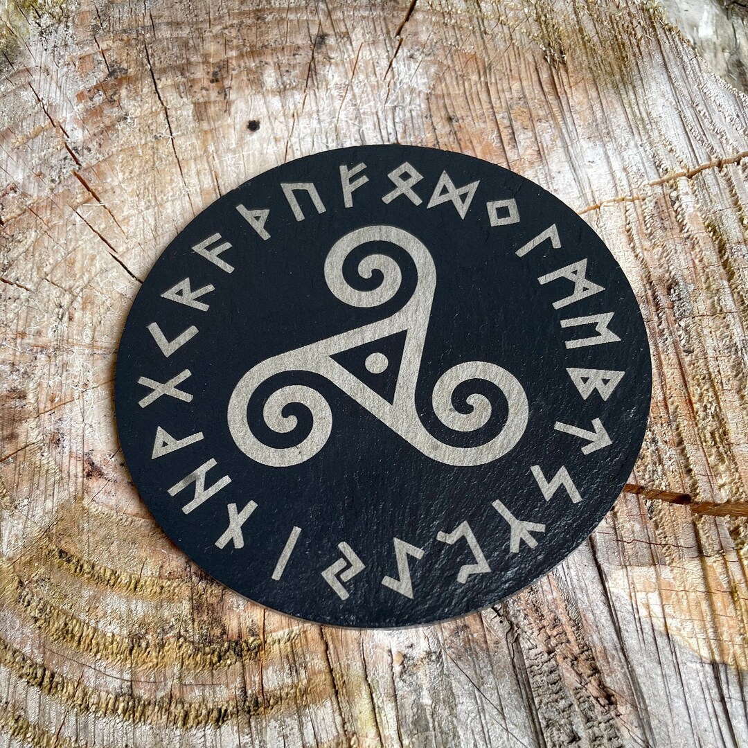 Viking Slate Coaster, Triskelion, Triskele, Three Interlocking Horns ...